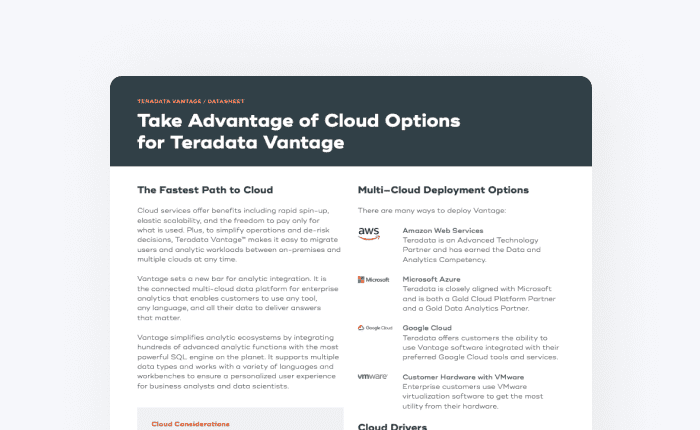 Cloud Options for Teradata Vantage | Cloud Deployment